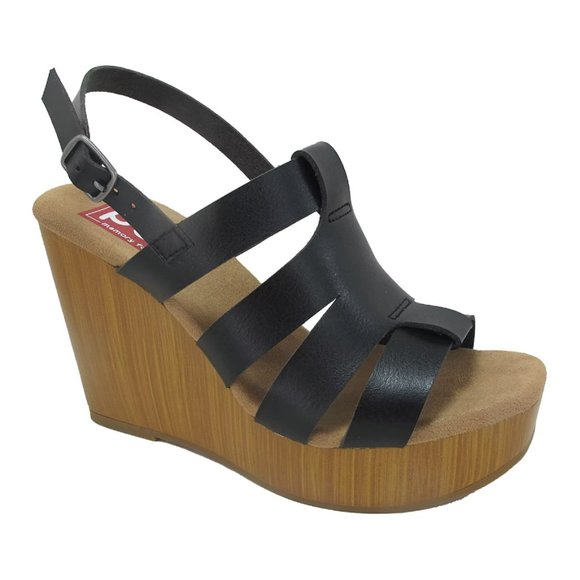 pop | Shoes | Pop Womens Monarch Wedge Sandals Black | Poshmark